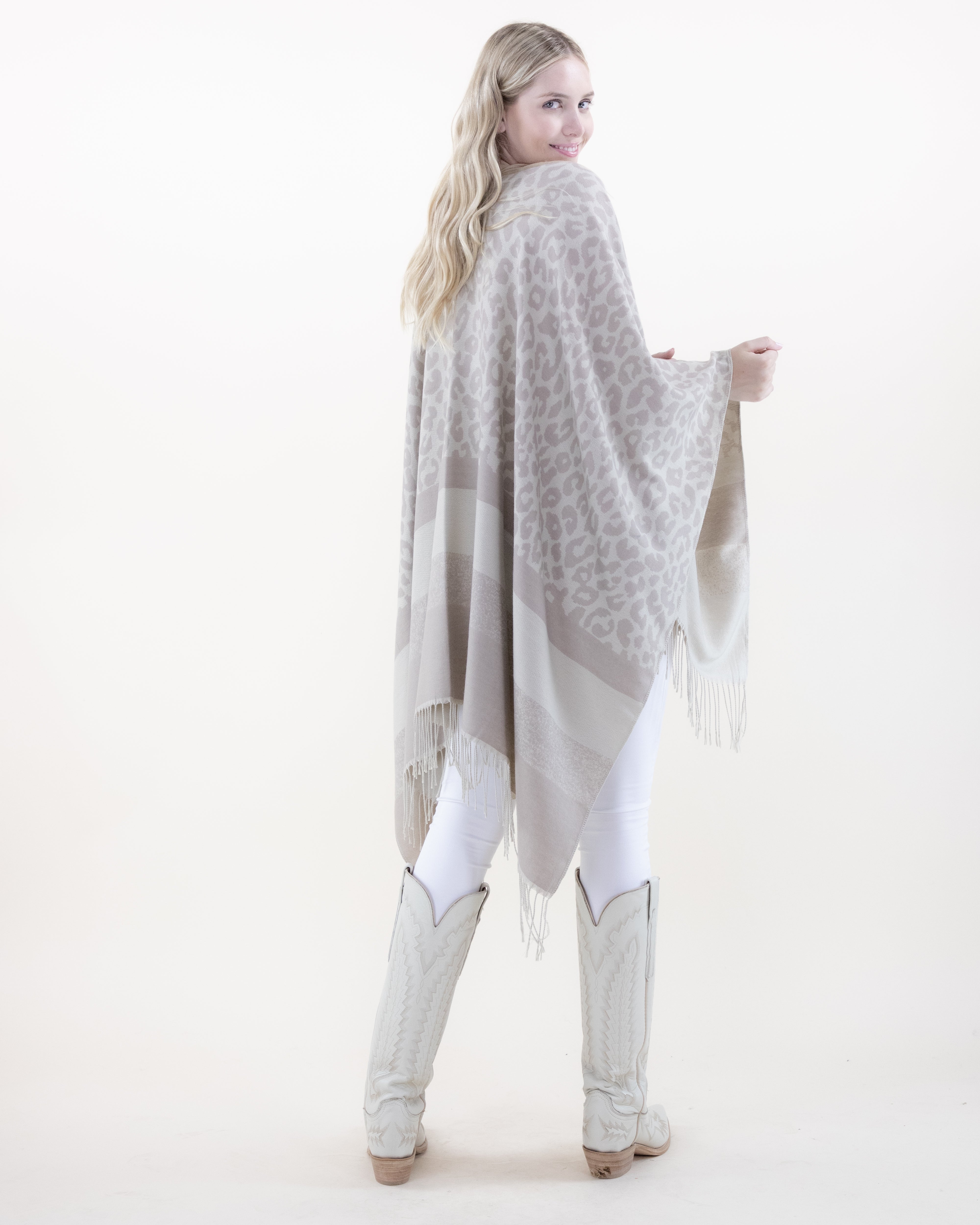 Leopard w/ Stripe Ruana Wrap - BEIGE (OS) (Pack of 6) – ORIGINAL USA