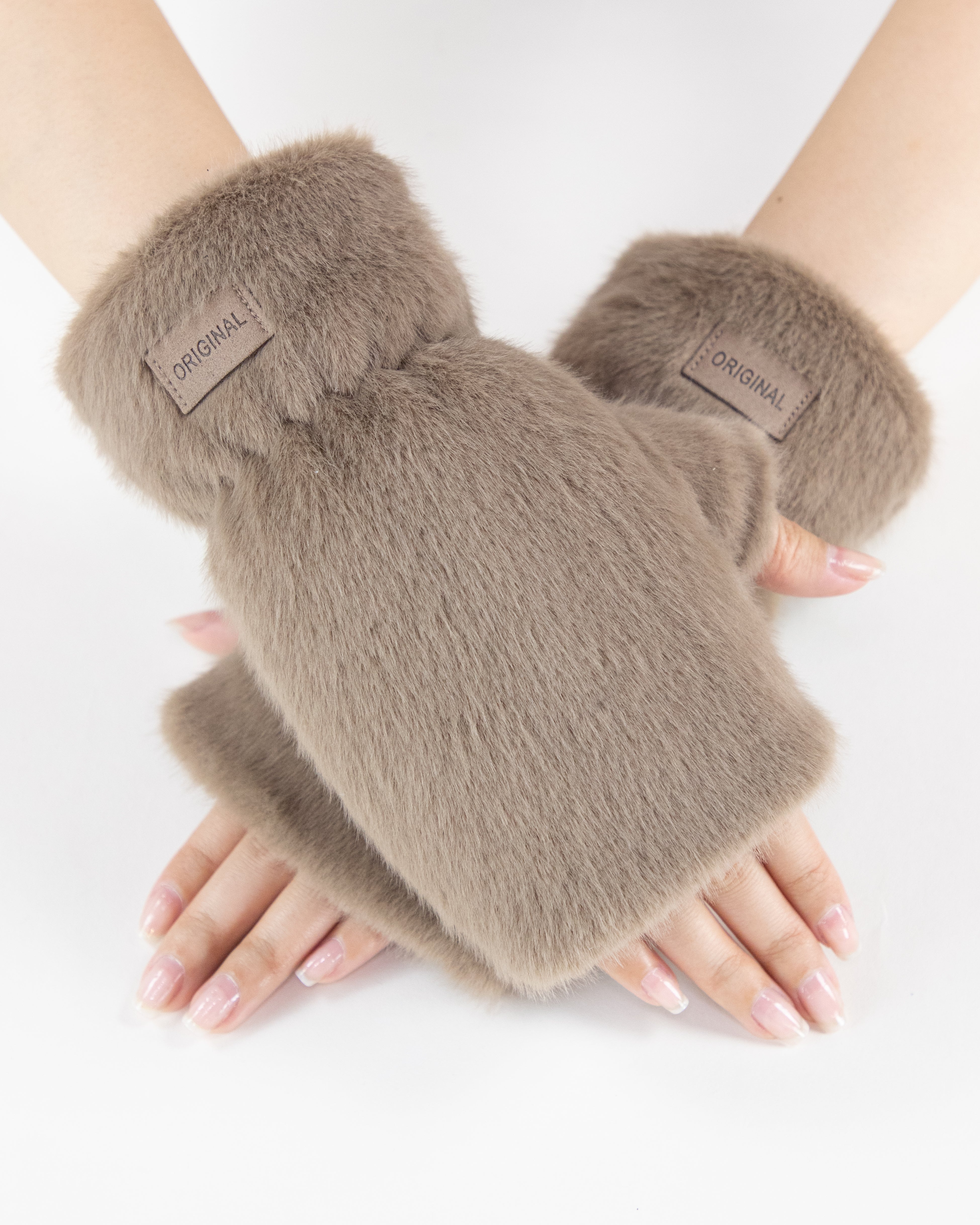 Teddy Fleece Fingerless Gloves - KHAKI (Pack of 6) – ORIGINAL USA