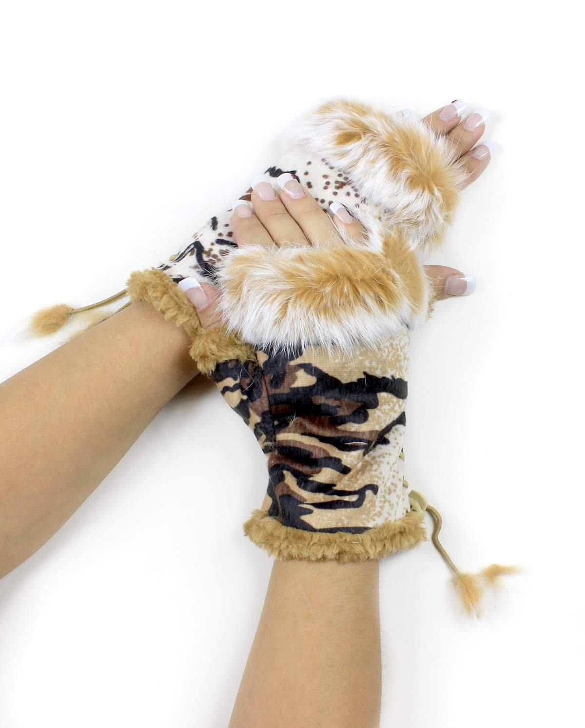 Tiger Print Fingerless Suede Gloves (Pack of 6) – ORIGINAL USA