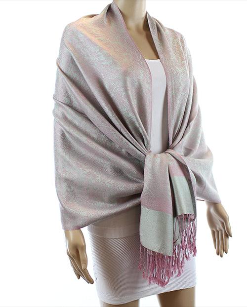 Pashmina Single Ply Paisley Mint/Rose (Pack of 12) – ORIGINAL USA