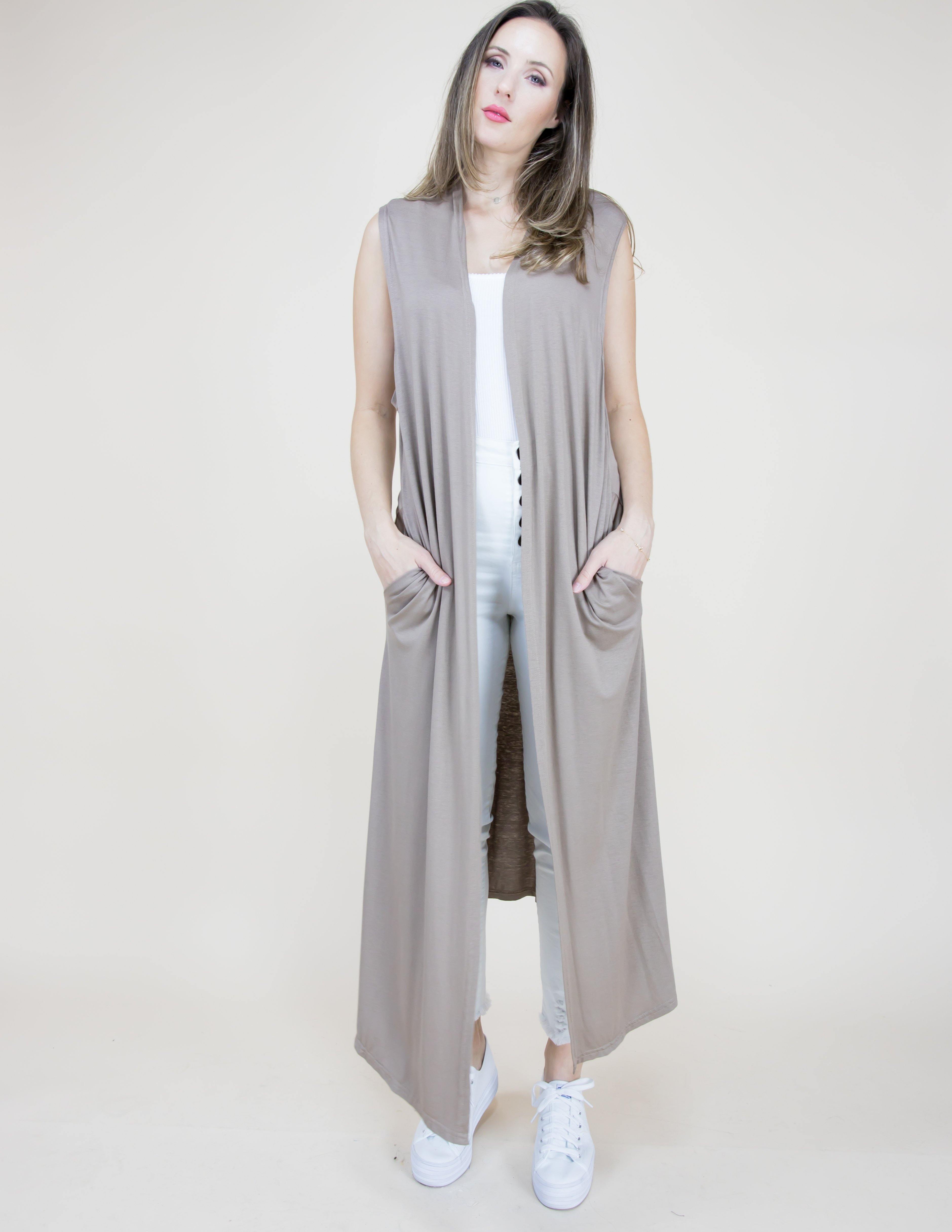 Sleeveless Flowy Long Vest (OS) (Pack of 6) – ORIGINAL USA