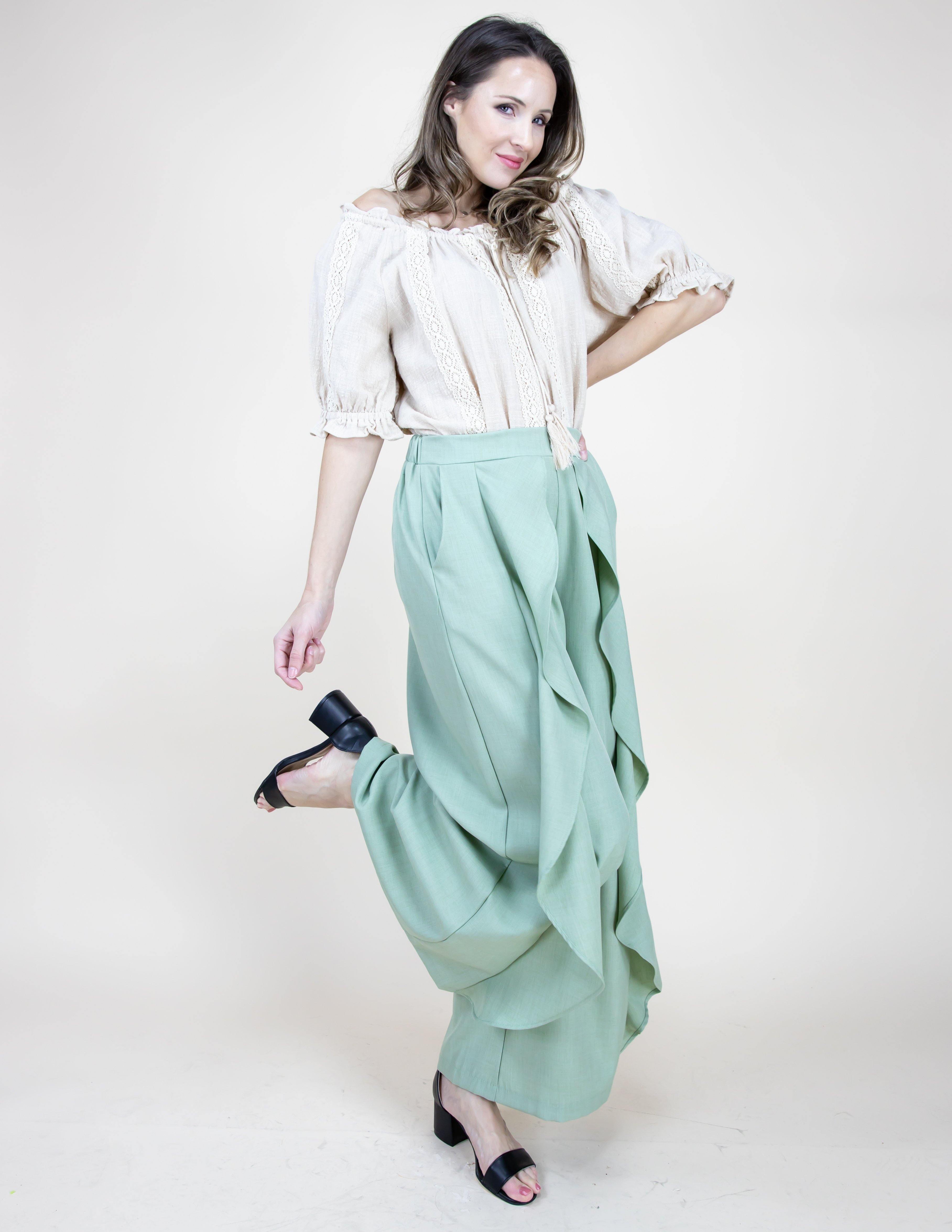 High Waisted Ruffle Pants - OLIVE (S/M, L/XL) (Pack of 6) – ORIGINAL USA