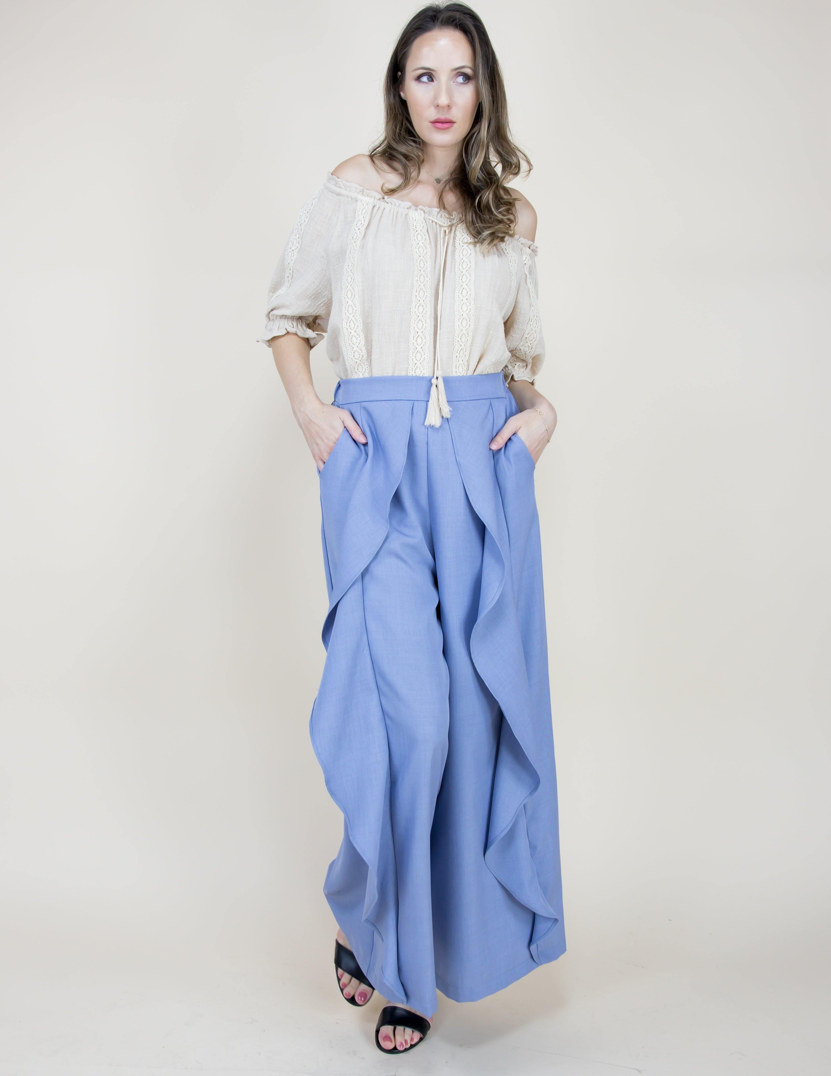 High Waisted Ruffle Pants - BLUE (S/M, L/XL) (Pack of 6) – ORIGINAL USA