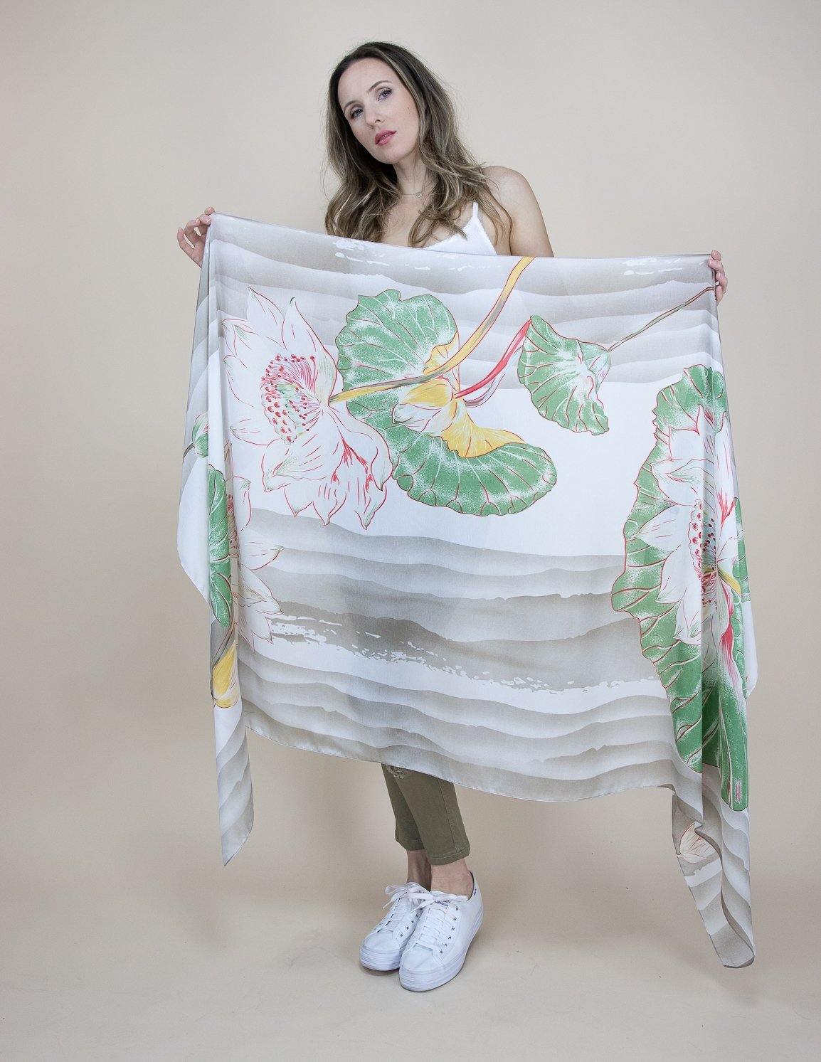 Large Floral Silky Scarf (L) (Pack of 6) – ORIGINAL USA