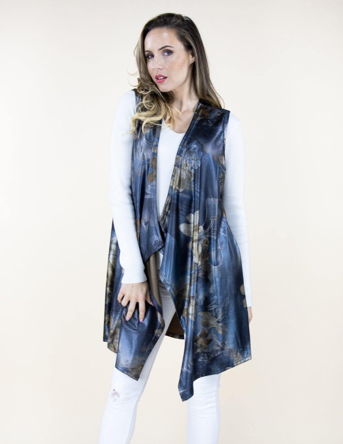 Magnolia Satin Sleeveless Vest - METAL BLUE (S/M, L/XL) (Pack of 6 ...