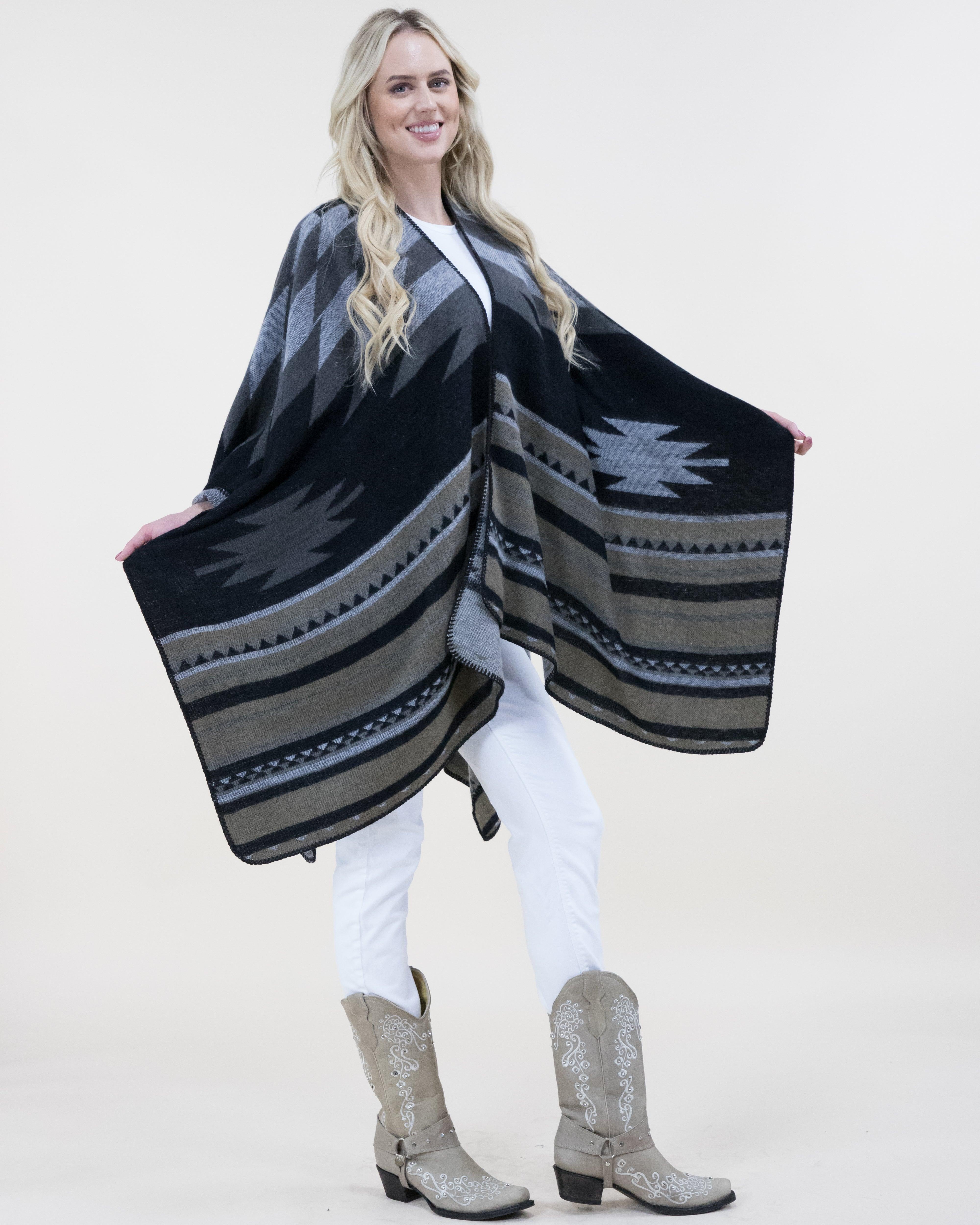 Native Double Sided Ruana Wrap (OS) (Packs of 6) – ORIGINAL USA
