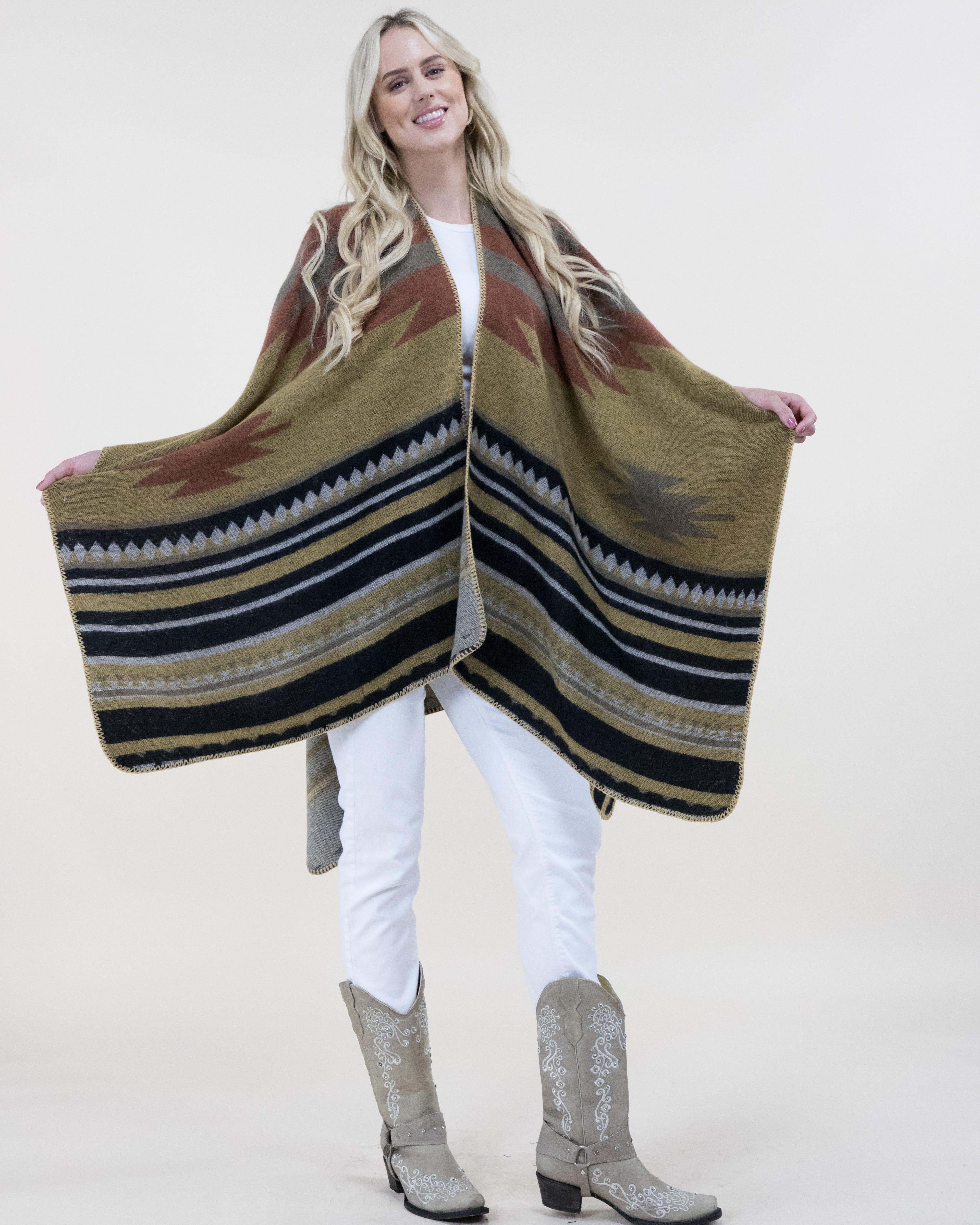 Native Double Sided Ruana Wrap (OS) (Packs of 6) – ORIGINAL USA