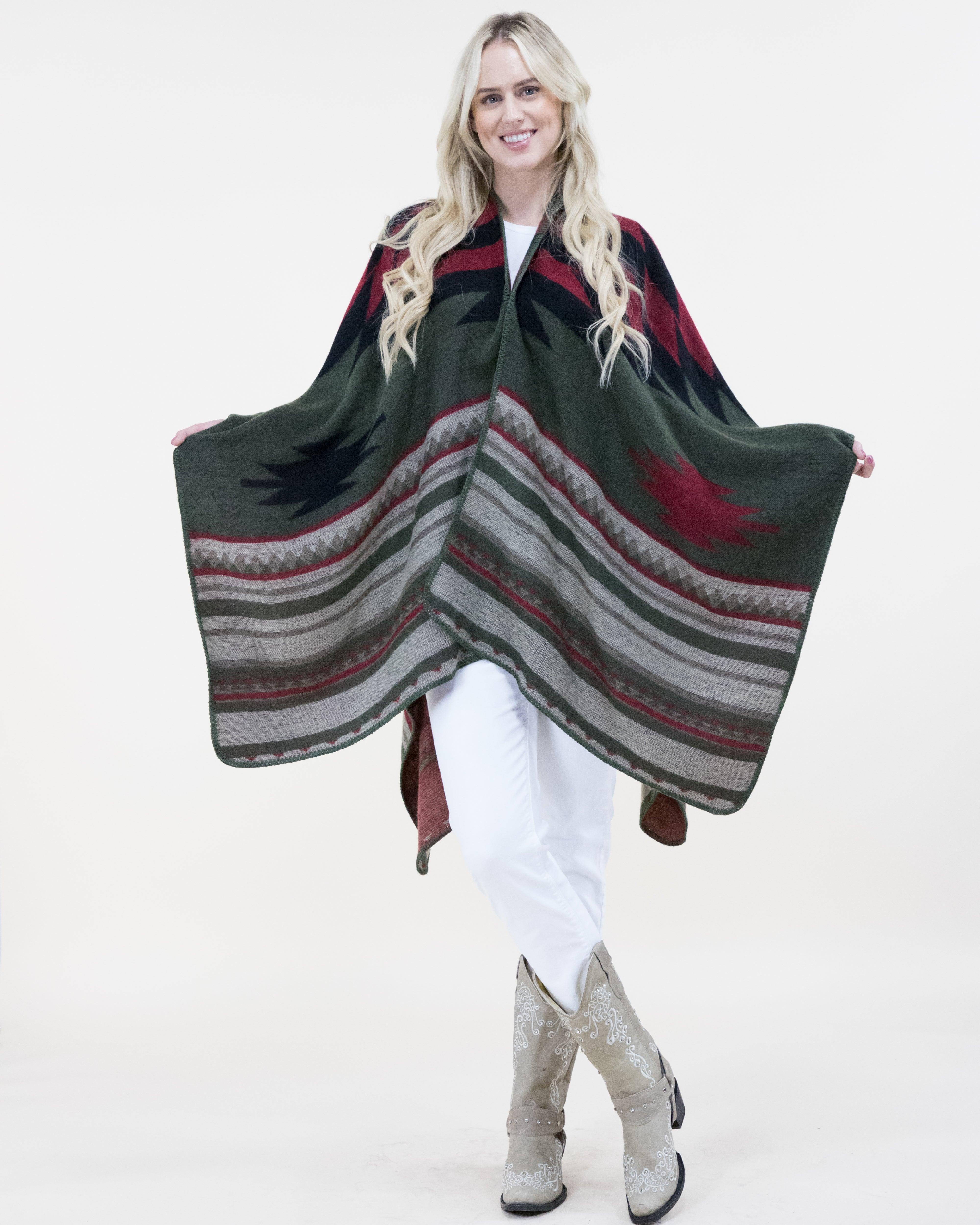 Native Double Sided Ruana Wrap (OS) (Packs of 6) – ORIGINAL USA