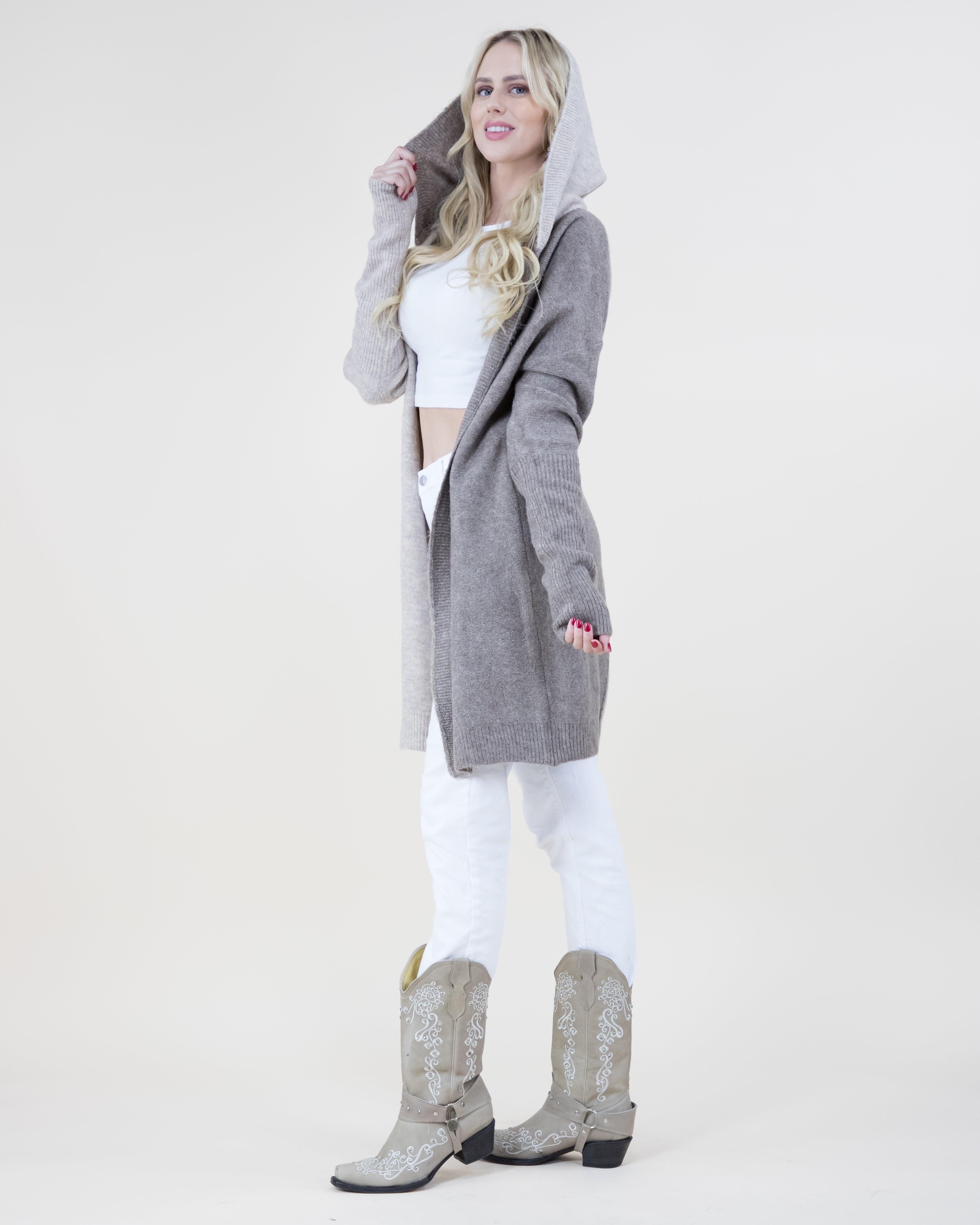 Two Tone Split Open Cardigan w/ Hoodie (S/M, L/XL) (Packs of 6 ...