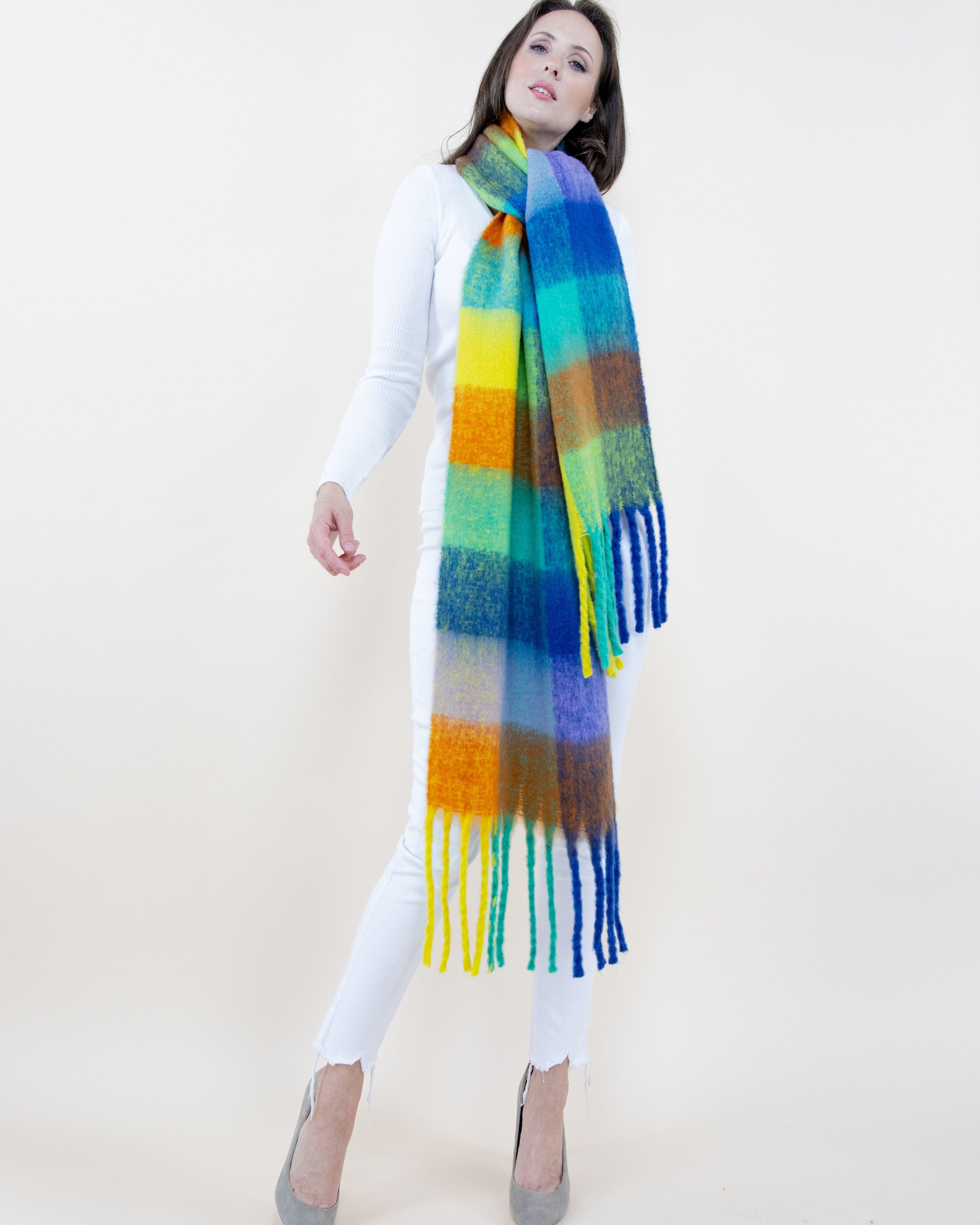 Fuzzy Multi Color Plaid Scarf - LIME MIX (Pack of 6) – ORIGINAL USA