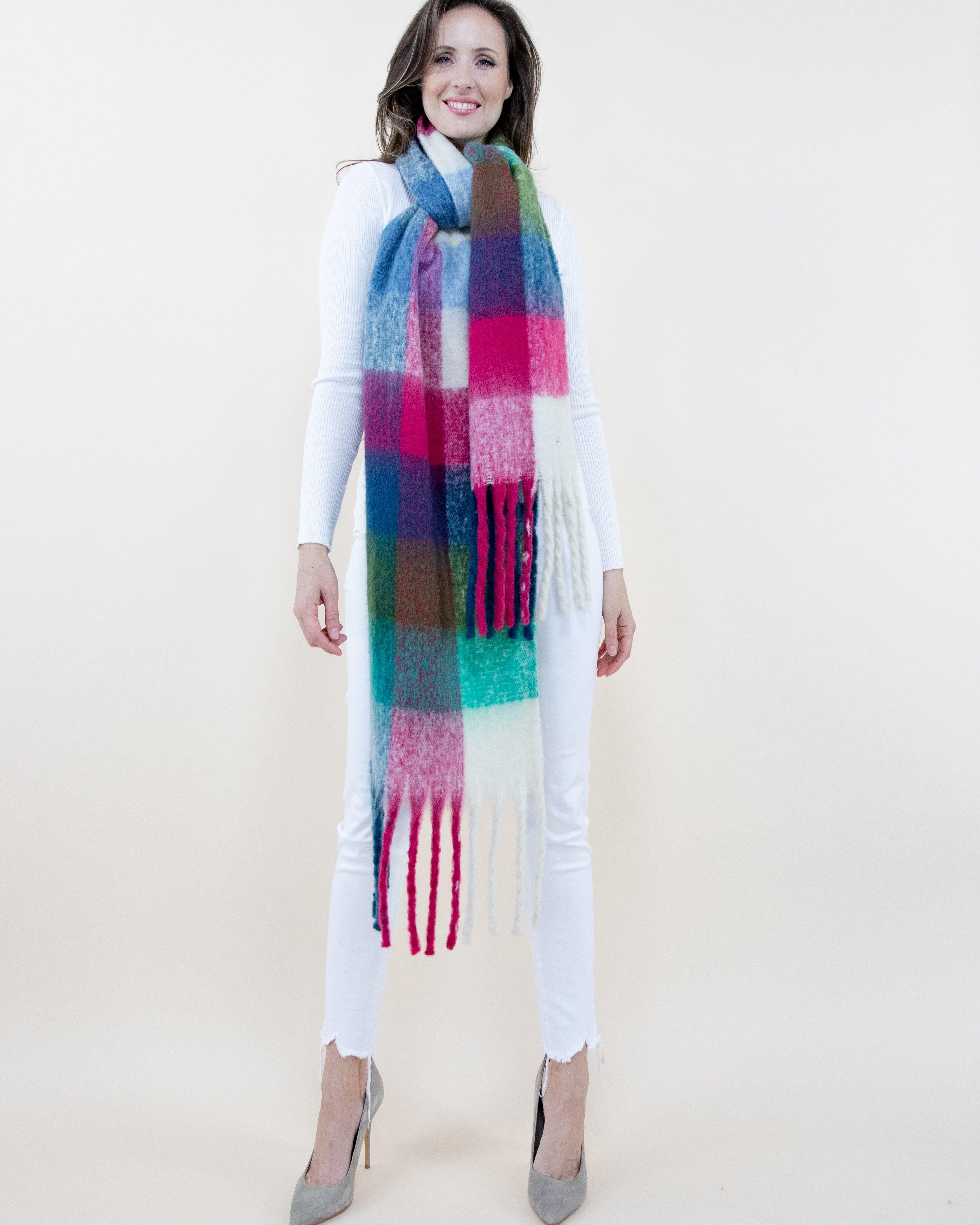 Fuzzy Multi Color Plaid Scarf - TEAL MAGENTA (Pack of 6) – ORIGINAL USA