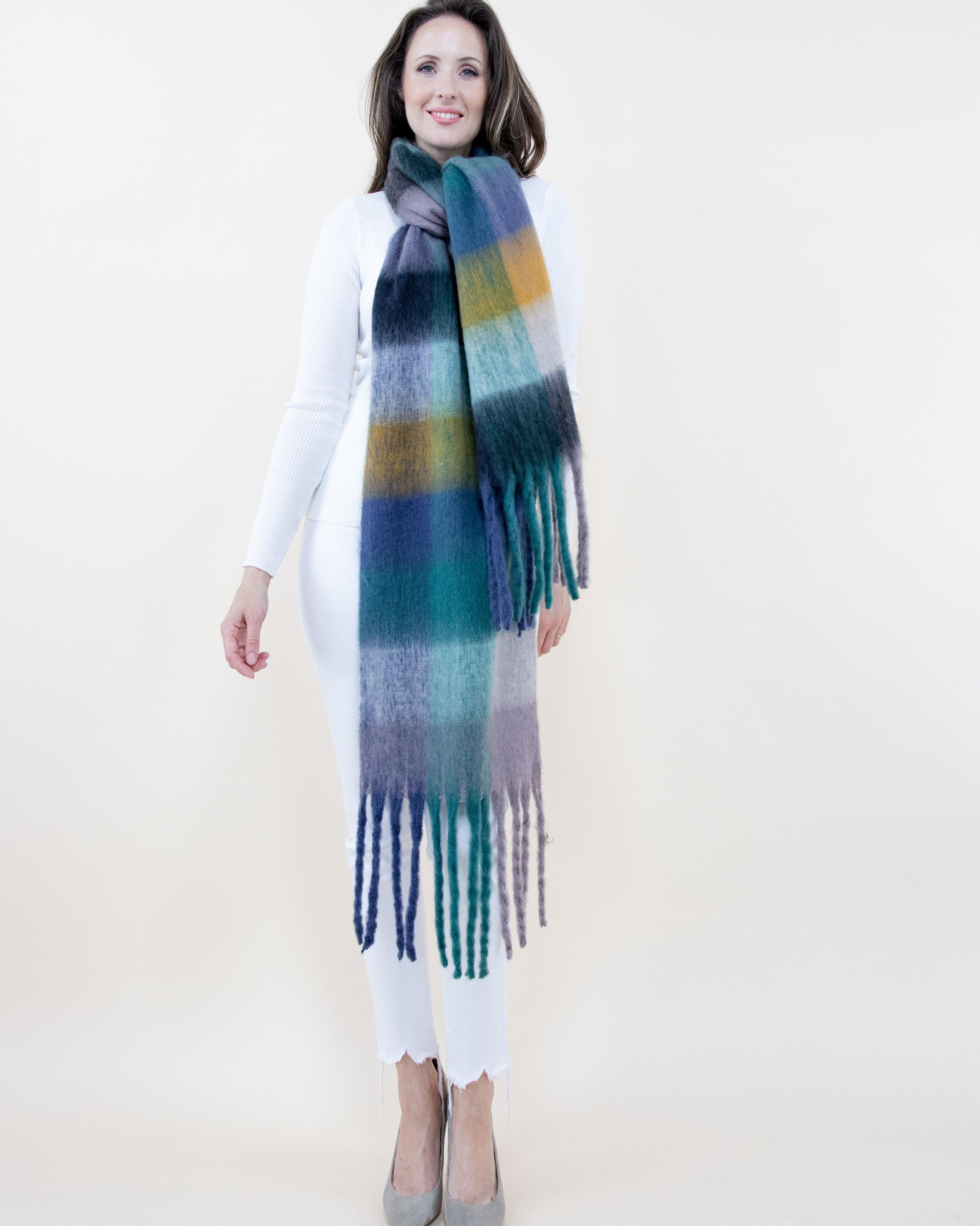 Fuzzy Multi Color Plaid Scarf - TEAL MIX (Pack of 6) – ORIGINAL USA