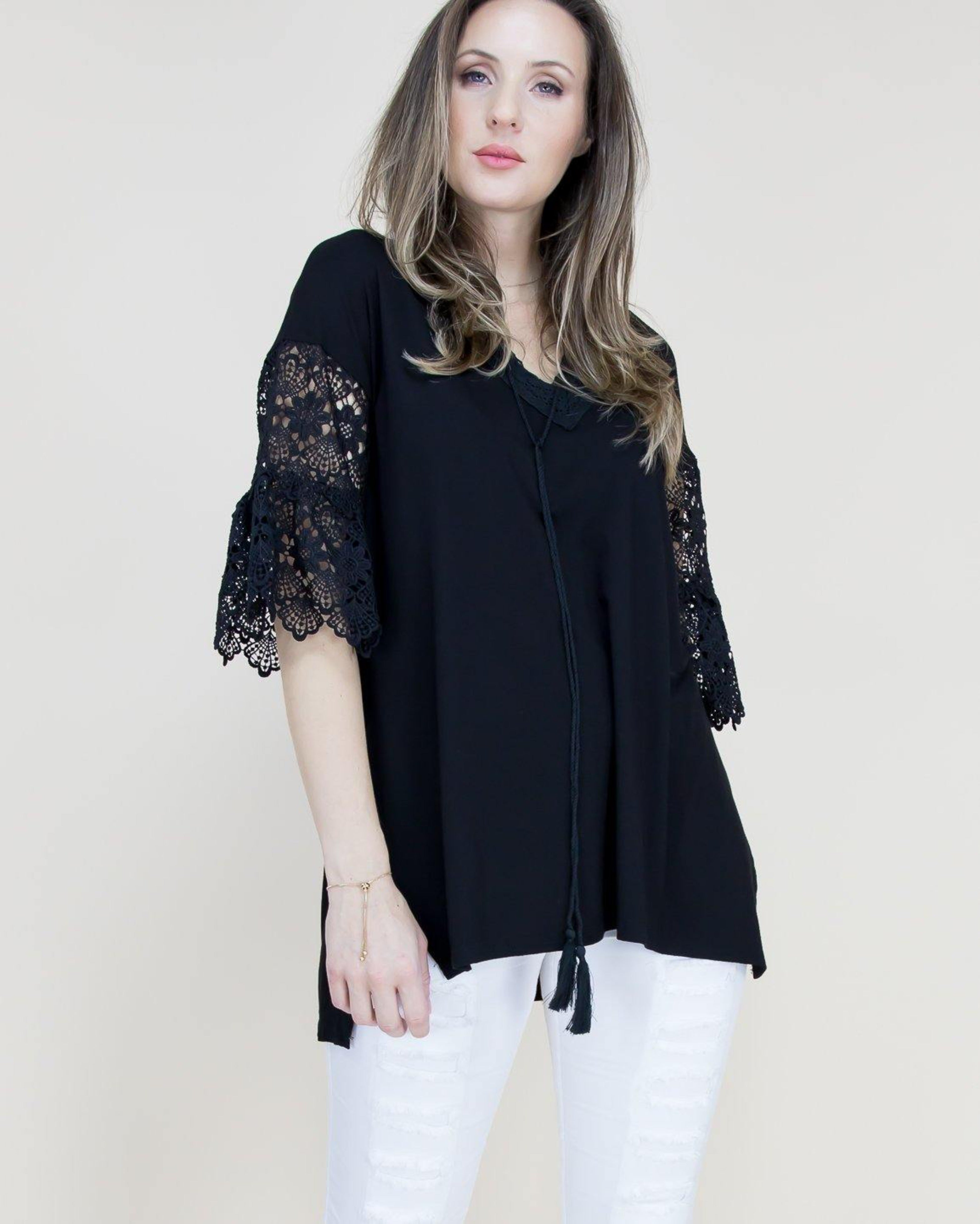 3/4 Lace Bell Sleeve Tunic Top (S/M, L/XL) (Pack of 6) – ORIGINAL USA