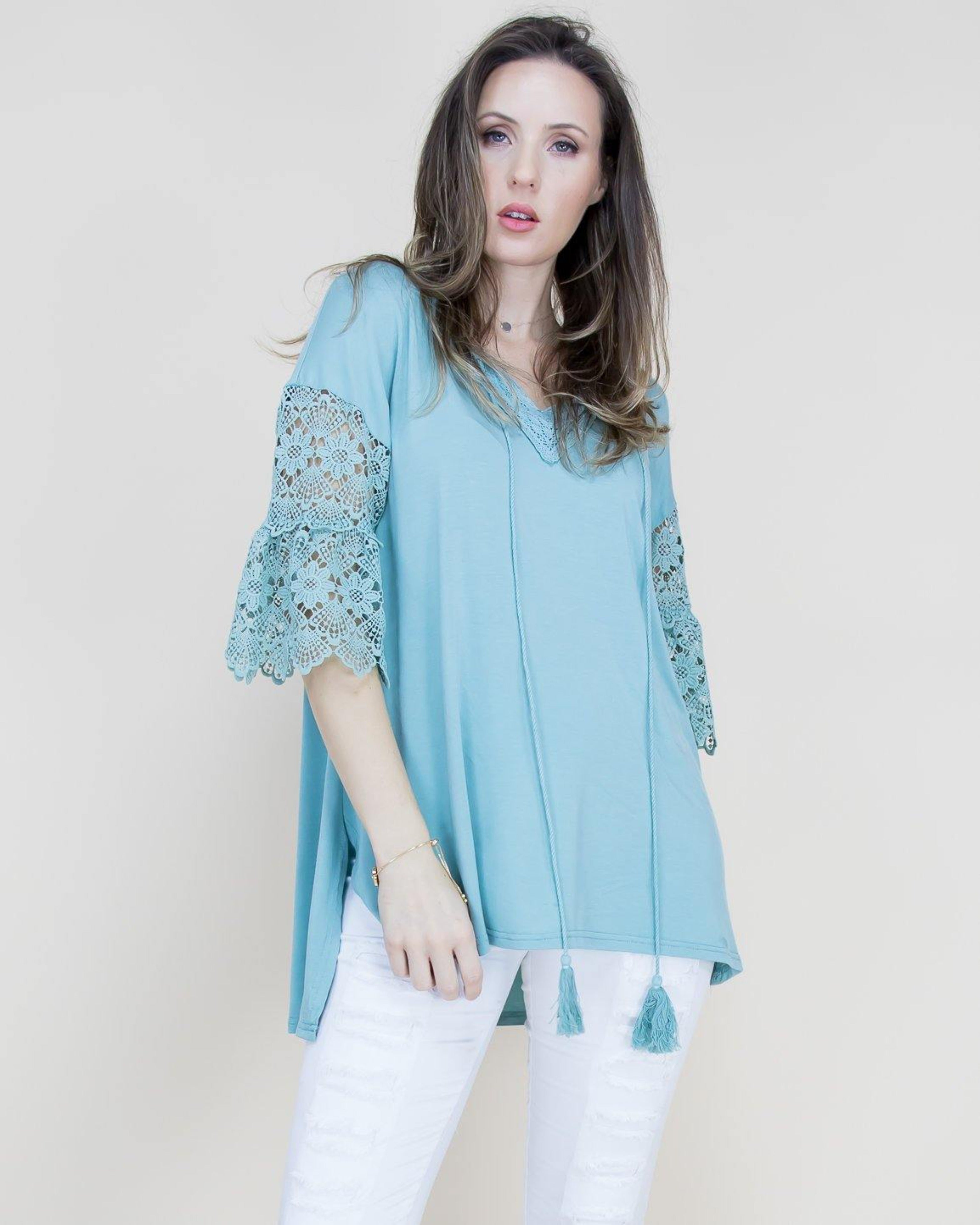 3/4 Lace Bell Sleeve Tunic Top (S/M, L/XL) (Pack of 6) – ORIGINAL USA