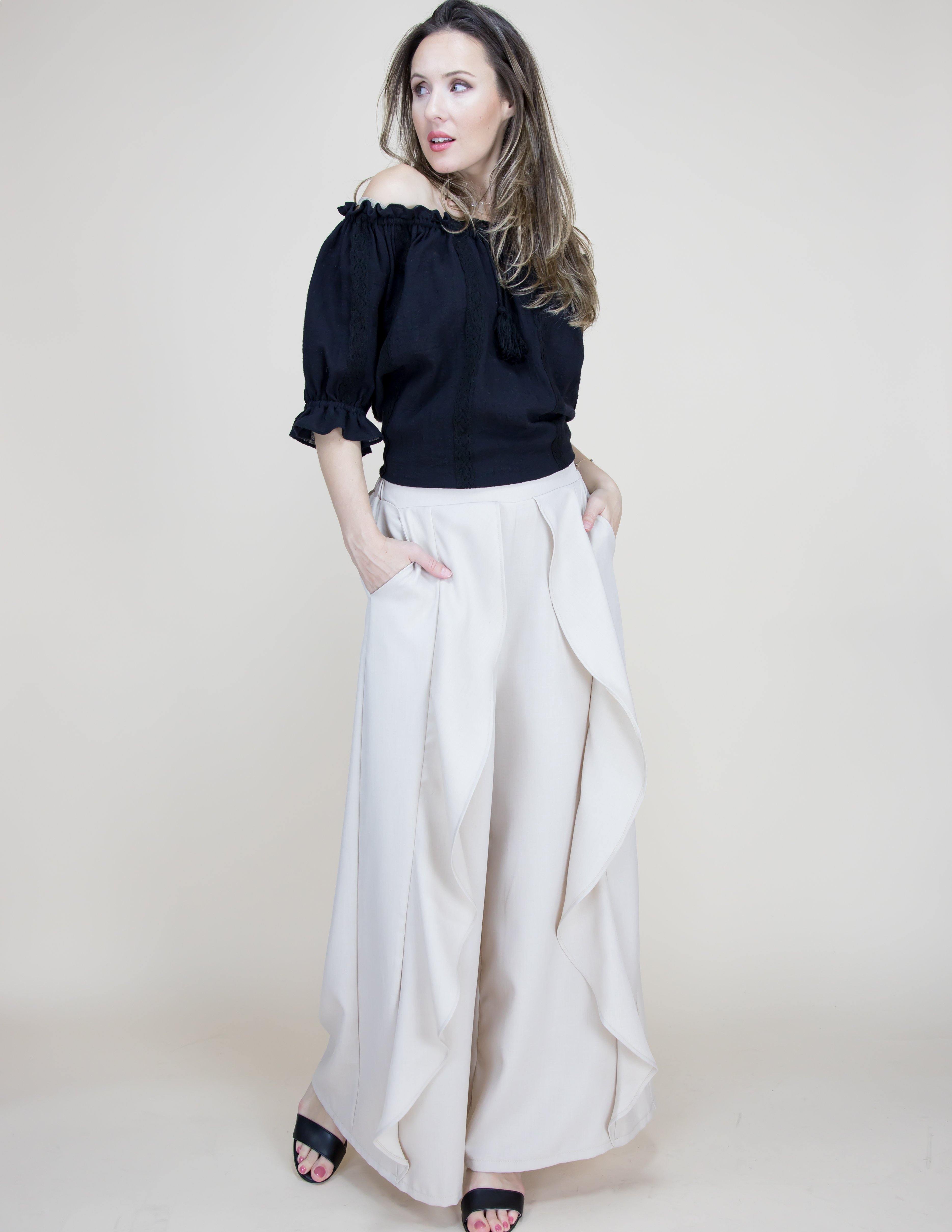 High Waisted Ruffle Pants - BEIGE (S/M, L/XL) (Pack of 6) – ORIGINAL USA