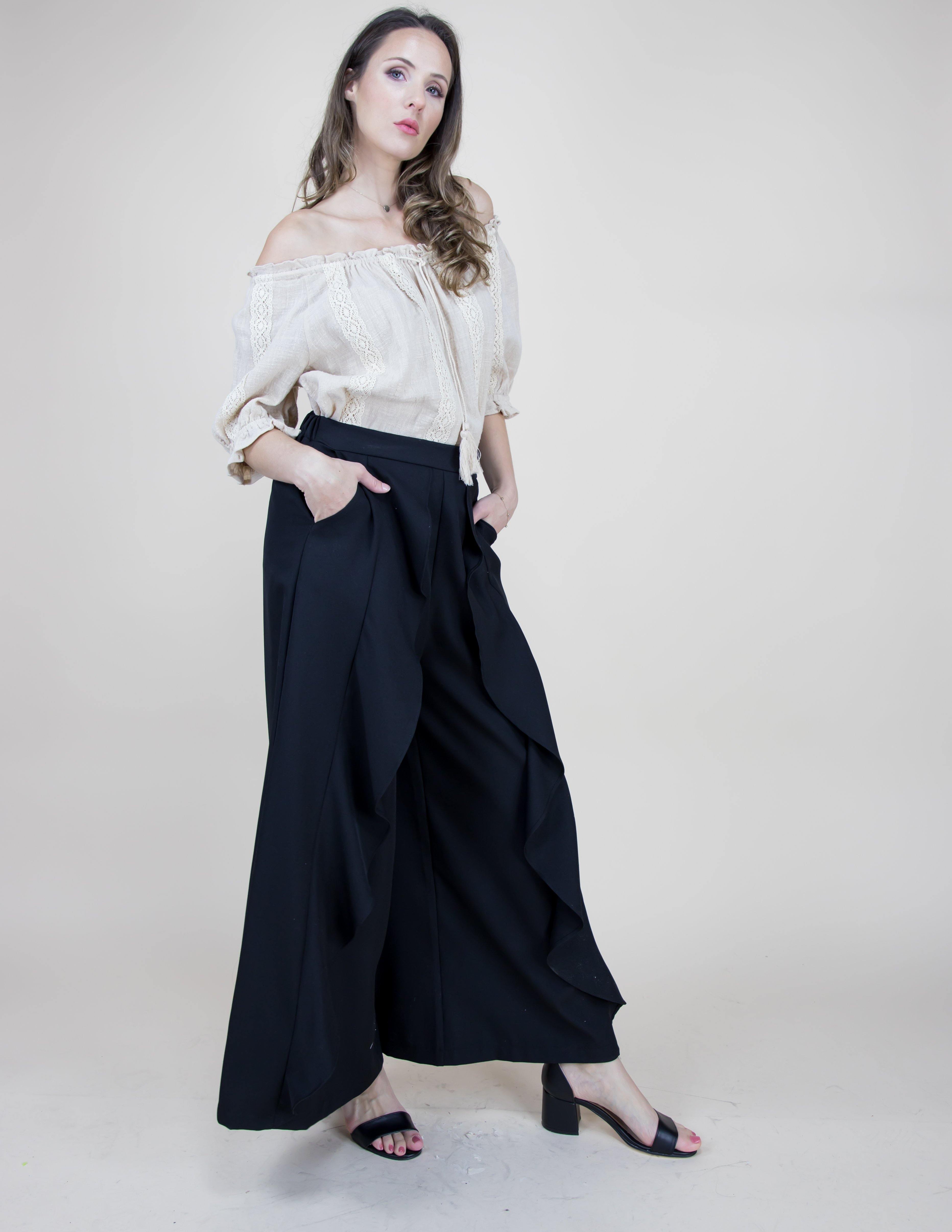 High Waisted Ruffle Pants - BLACK (S/M, L/XL) (Pack of 6) – ORIGINAL USA